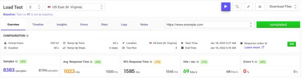 How to Compare Two Load Tests using the Baseline Comparison Feature