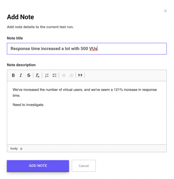 How to Add Notes to your Load Test Results